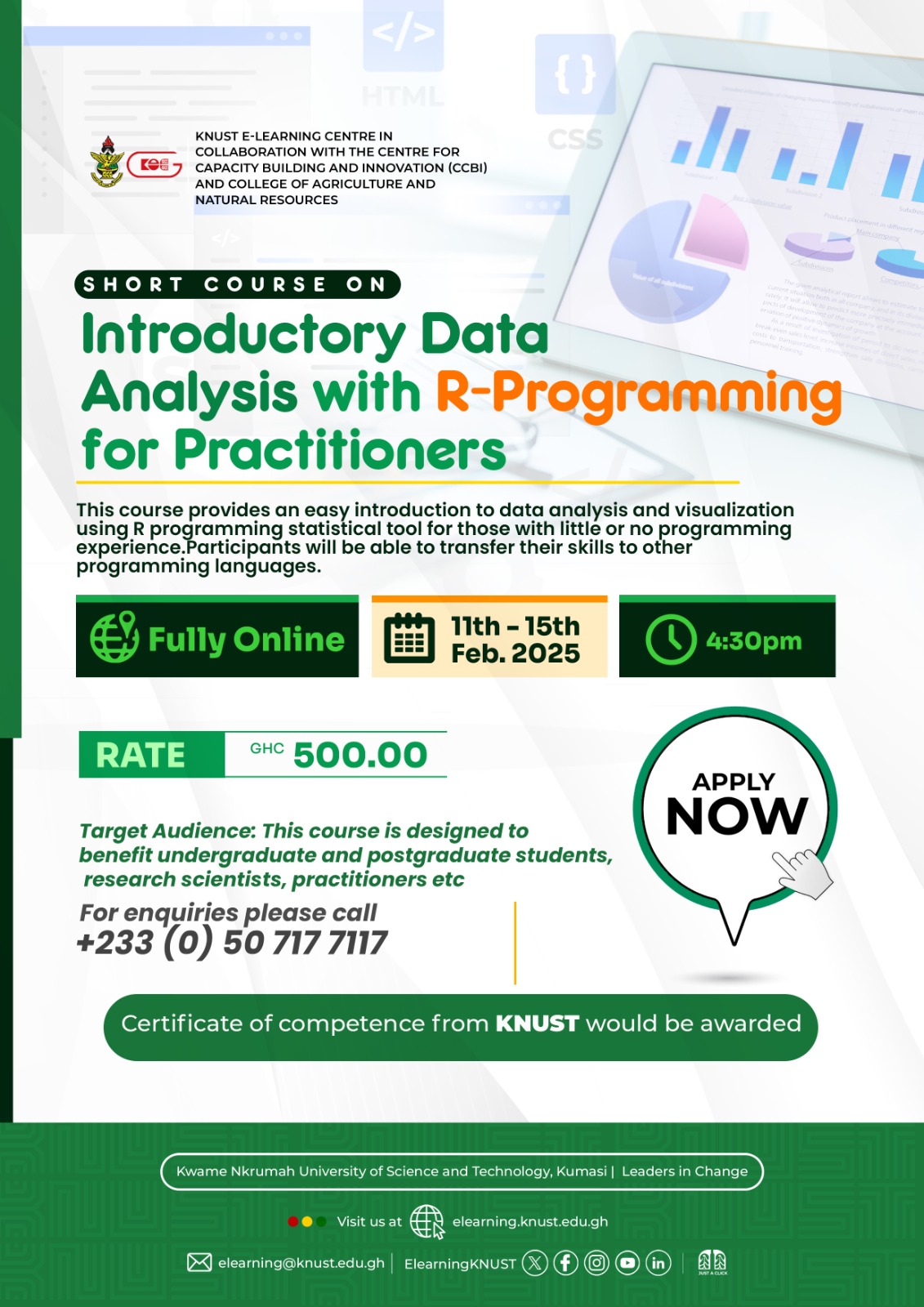 IntroductionData Analysis with R-Programming for practitioners | Elearning, KNUST
